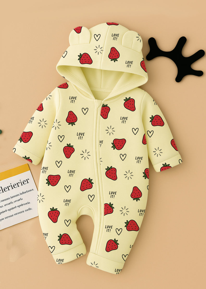 Strawberry Sketch Fleece Hooded Sleepsuit – Branny