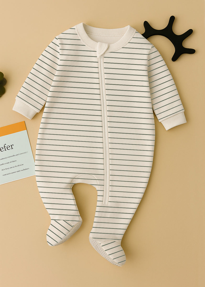 Bare Stripes Fleece Footed Sleepsuit – Branny