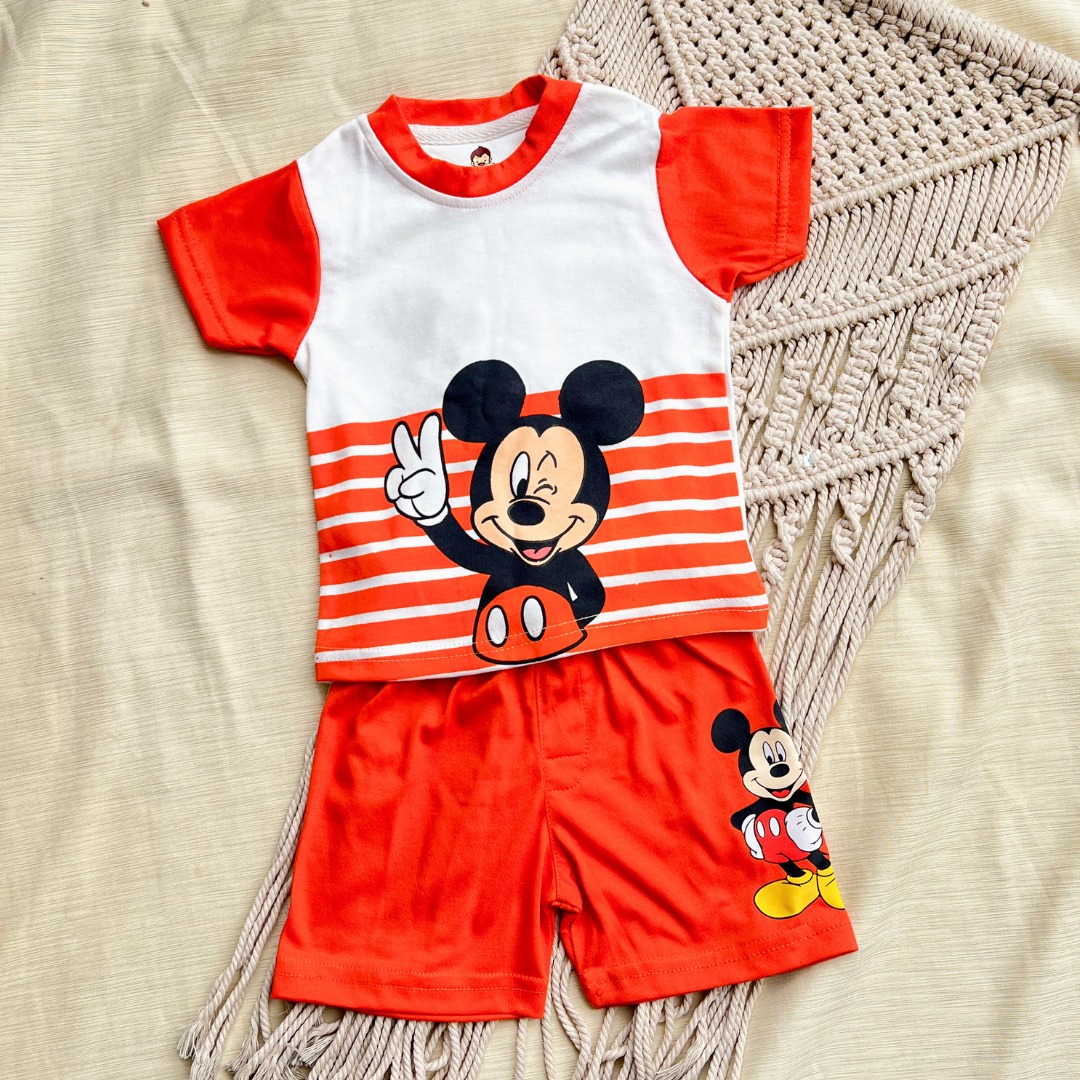 Striped Mickey Interlock Short Set – Branny