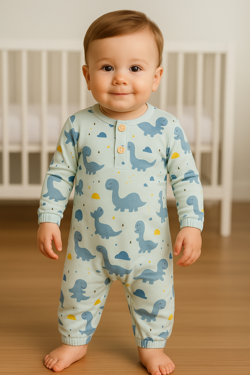 Dino World Interlock Henley Sleepsuit – Branny