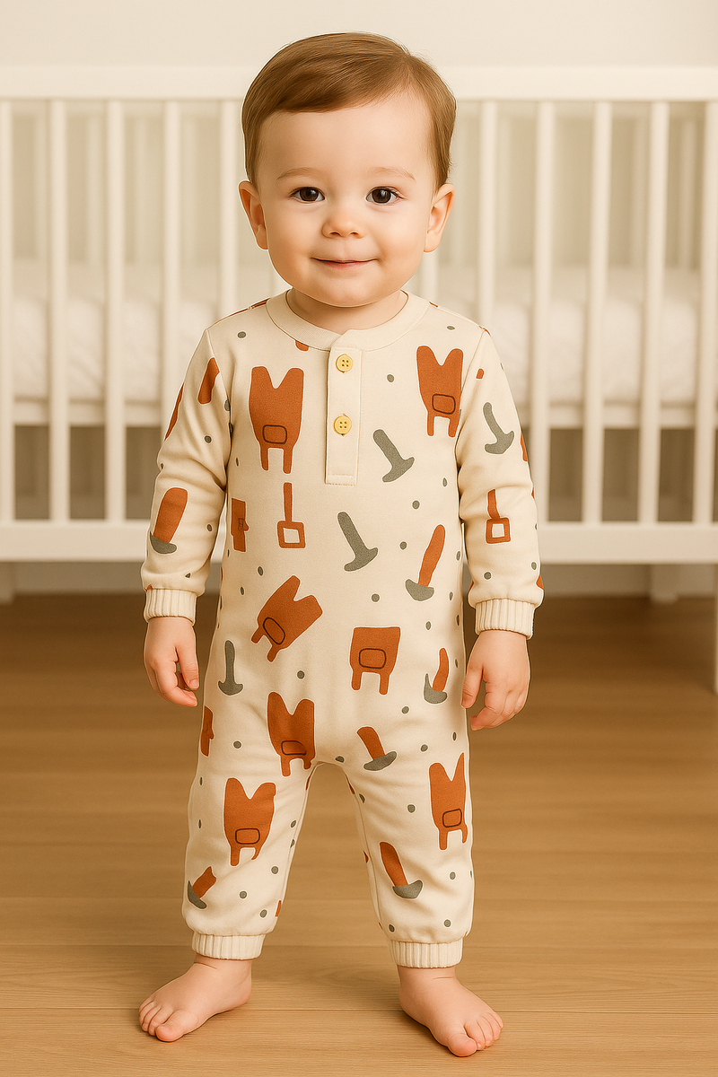 Little Builder Interlock Henley Sleepsuit – Branny