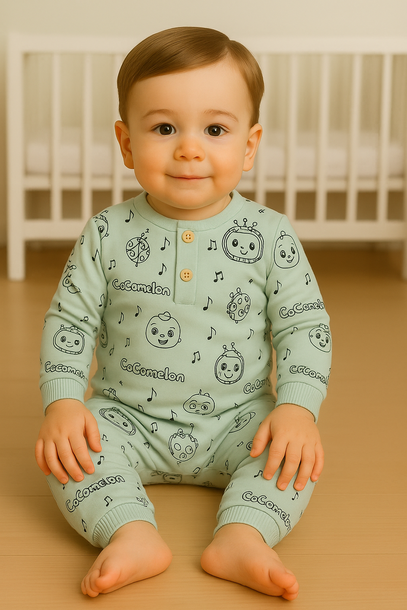 Cocomelon Interlock Henley Sleepsuit – Branny