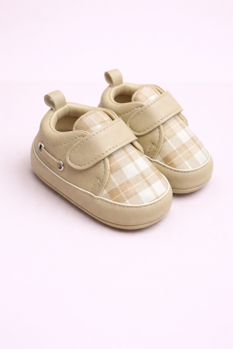 Baby Checkered Velcro Sneakers (Beige Plaid) – Branny
