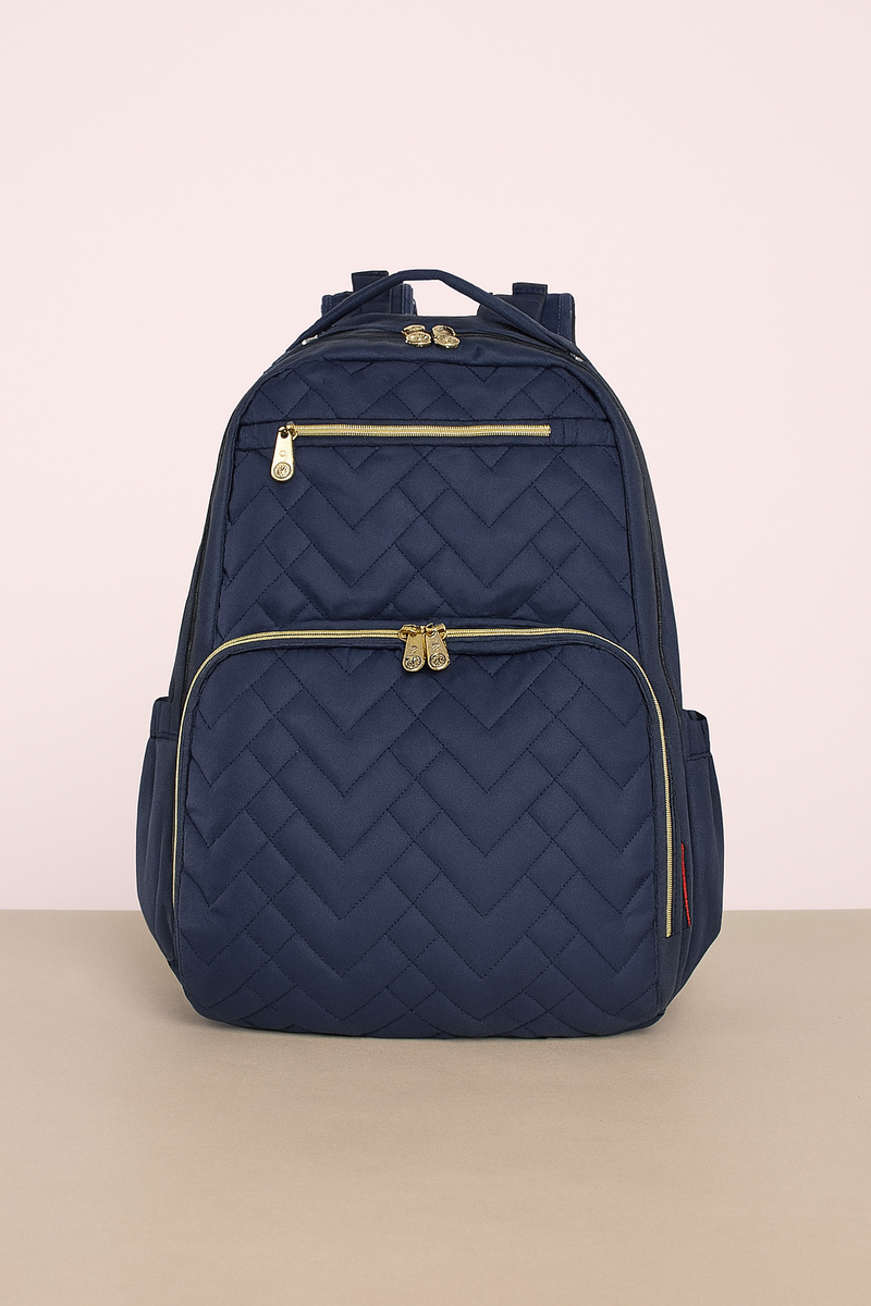 Morgan Quilted Diaper Backpack – Blue – Branny