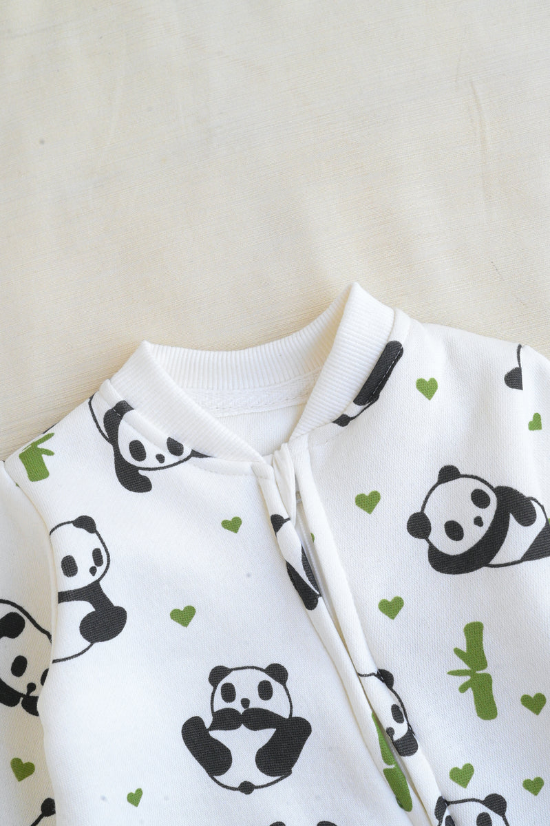 Panda Printed Fleece Footed Sleepsuit – Branny