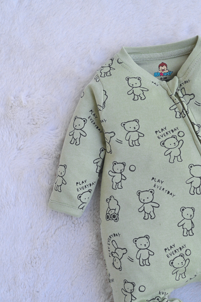 Teddy Bear Interlock Footed Sleepsuit – Branny