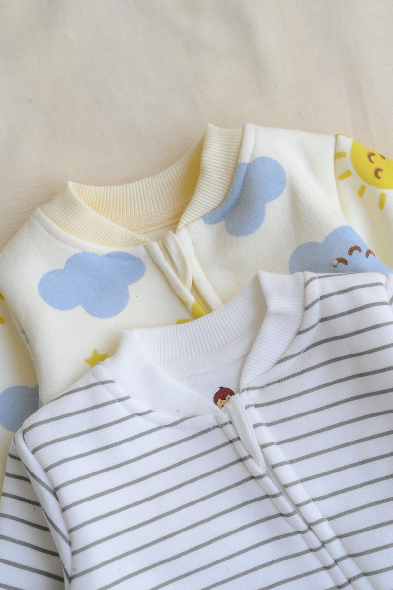 Bare Stripes Fleece Footed Sleepsuit – Branny