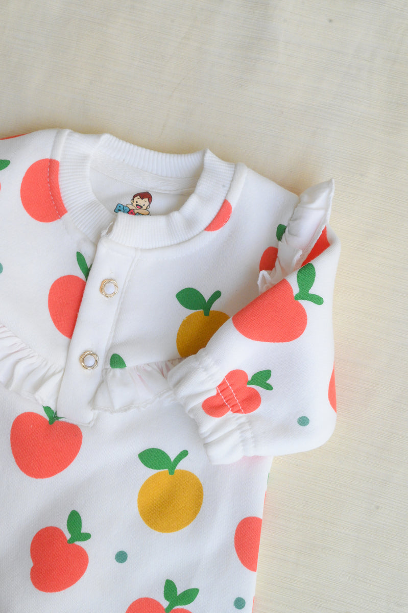 Orchard Pop Frilled Fleece Footed Sleepsuit – Branny