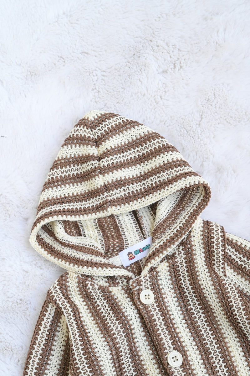 Striped Crochet Knit Hooded Sleepsuit – Branny
