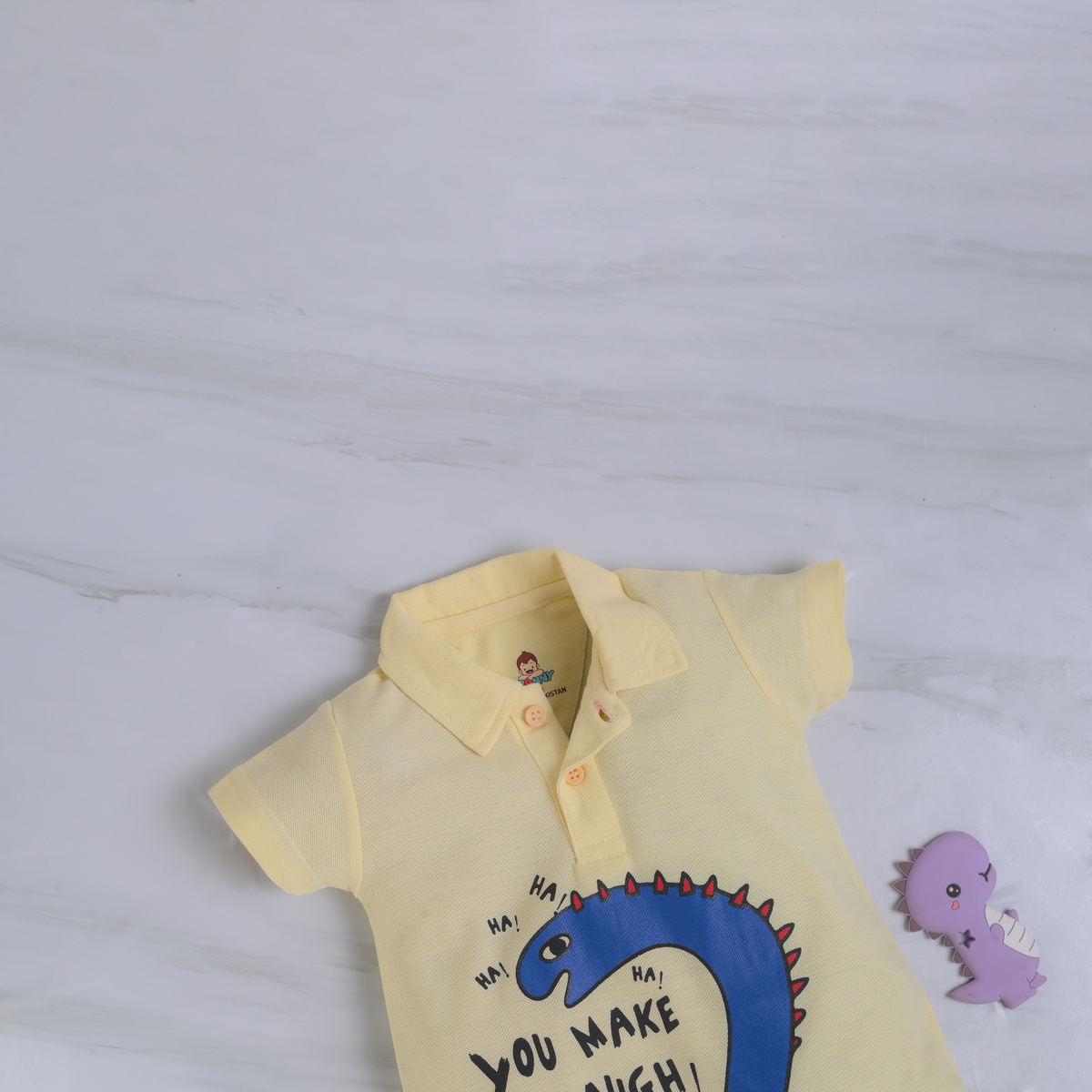 Yellow Gigglesaurus Polo Romper – Branny