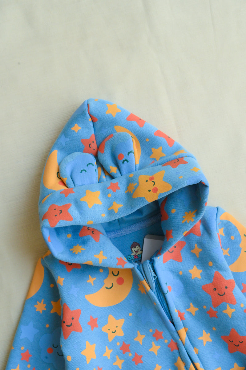 Moon & Stars Fleece Hooded Sleepsuit – Branny