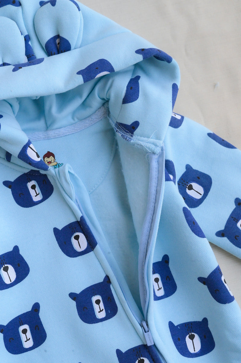 Blue Bear Fleece Hooded Sleepsuit – Branny