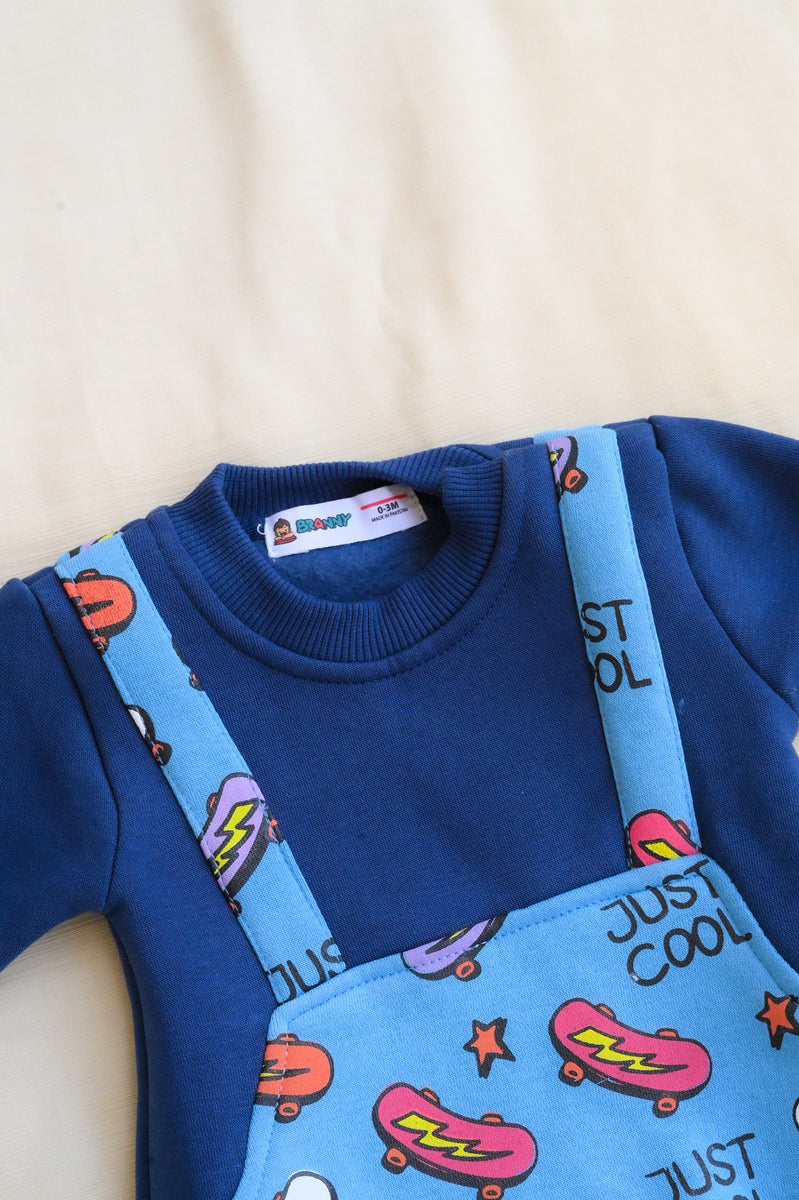 Little Skater Dungaree Fleece Sleepsuit – Branny
