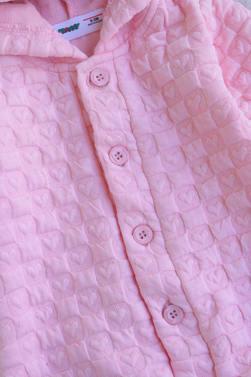 L-Pink Hooded Jacquard Knit Sleepsuit – Branny