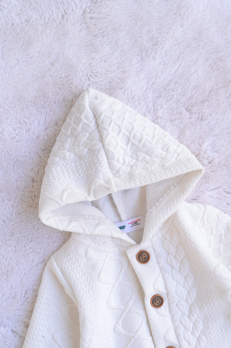 Off-White Hooded Jacquard Knit Sleepsuit – Branny